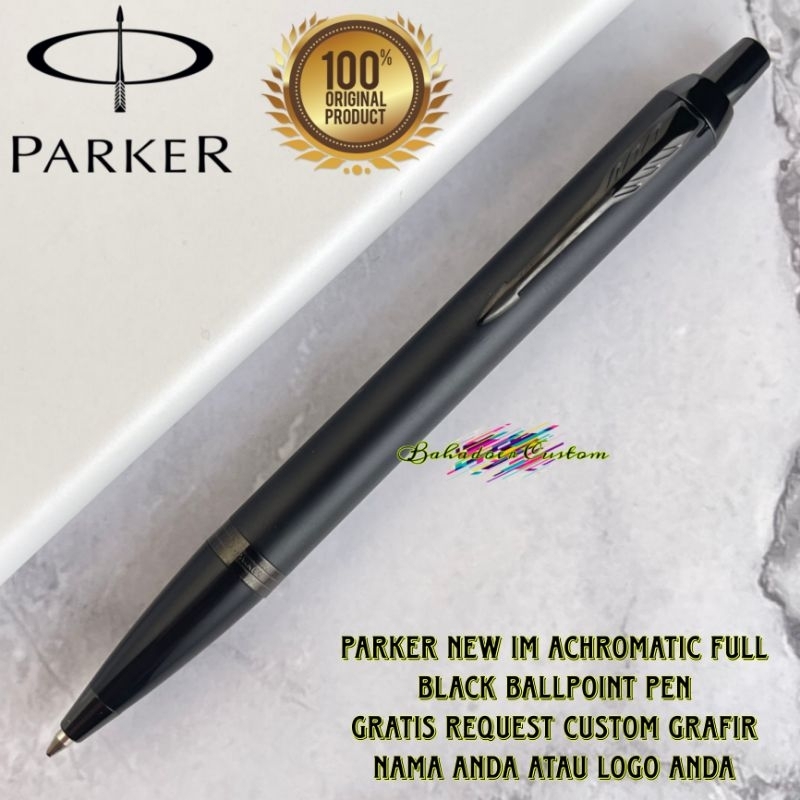 Jual PULPEN PARKER ORIGINAL NEW IM ACHROMATIC FULL BLACK BALLPOINT PEN ...