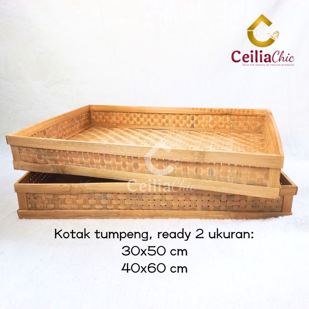 Jual Nampan Tumpeng Kotak Bambu besar / Box Anyaman Segi Empat / Tampah ...