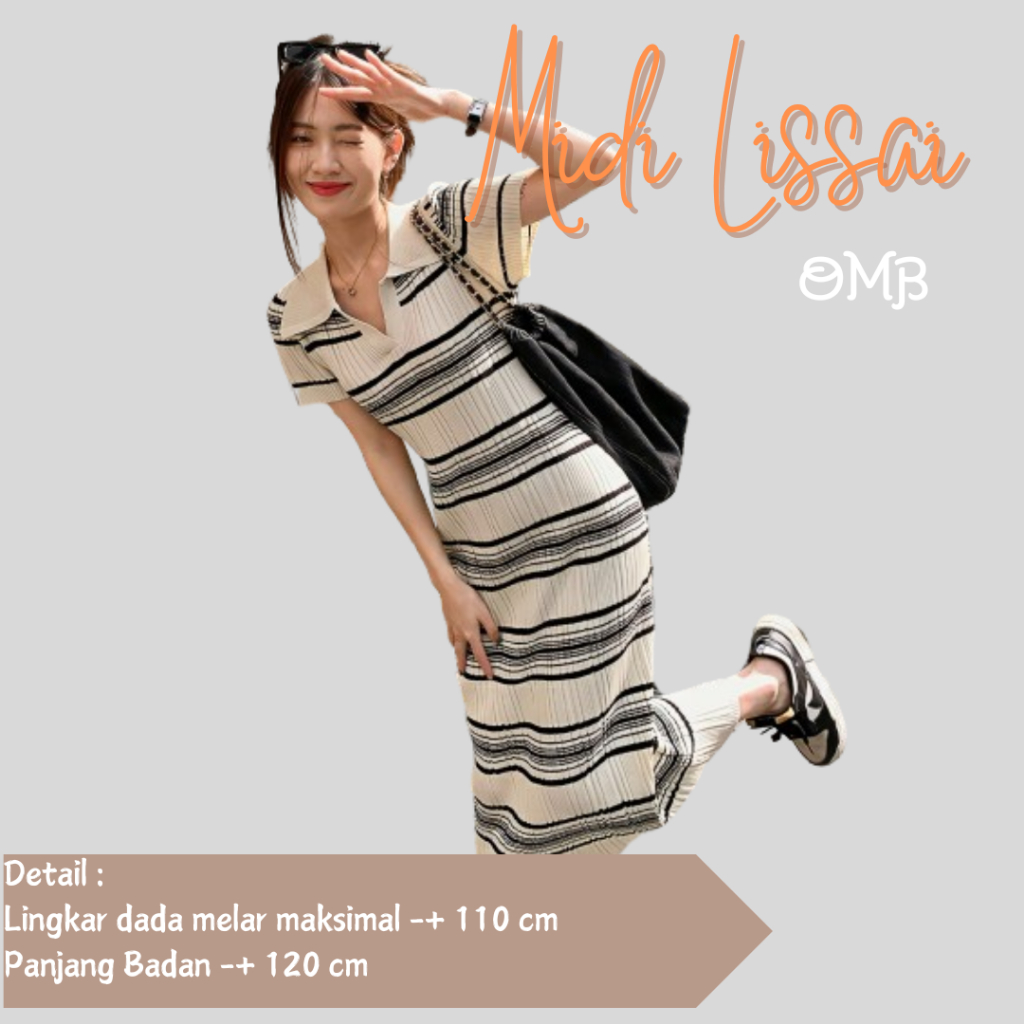 Jual NEW MIDI LISAII DRESS RAJUT KERAH POLO SALUR -#OMB | Shopee Indonesia