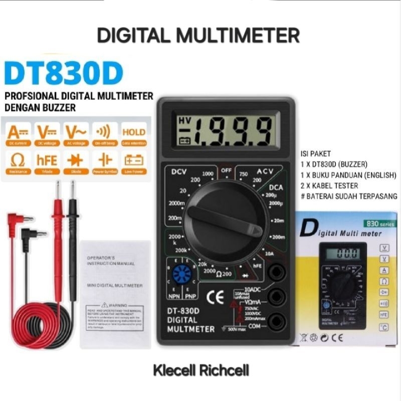 Jual Multimeter multitester digital DT-830B avometer / Multimeter ...