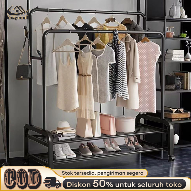 Jual Rak Gantungan Baju Besi Berdiri 150CM Stand Hanger Minimalis Rak ...
