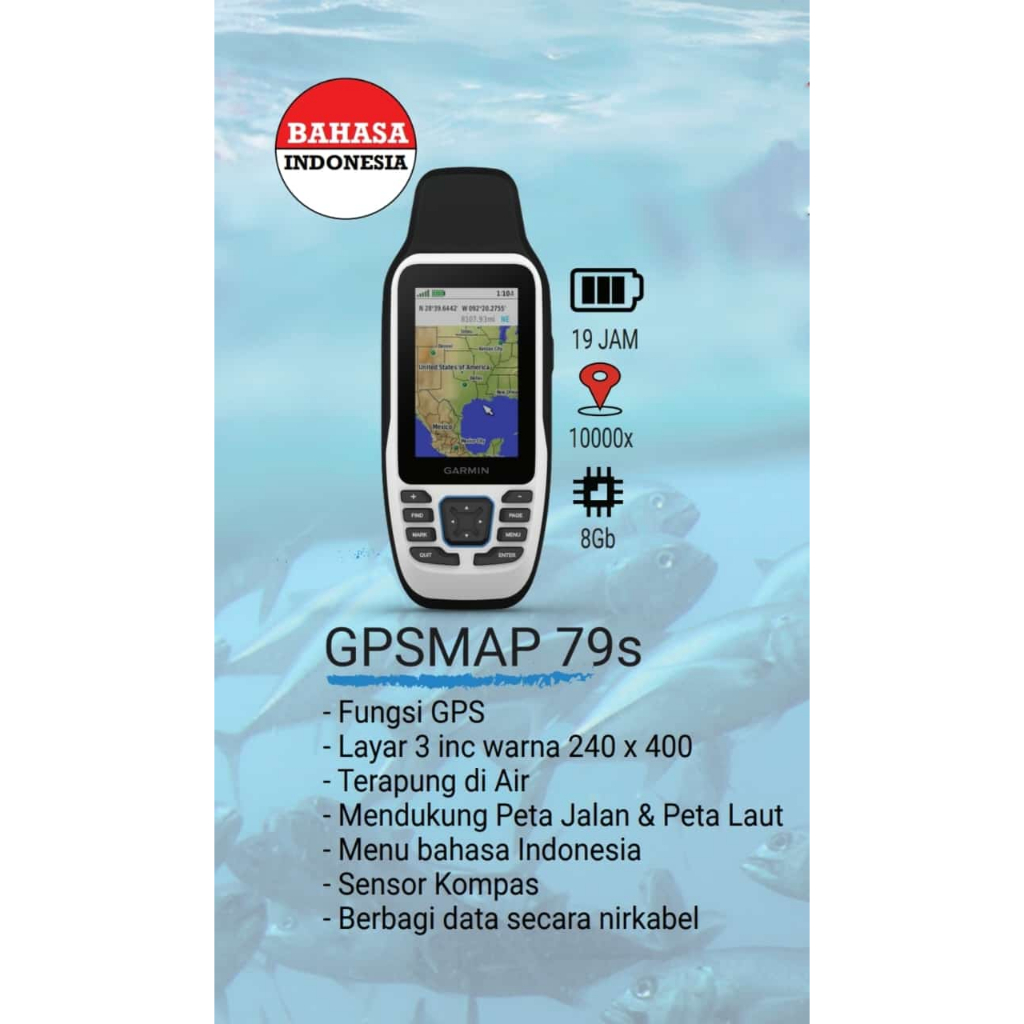 Jual GPS MAP GARMIN 79S W/ Blue Chart G3 VISION (garansi Resmi tam 2 ...