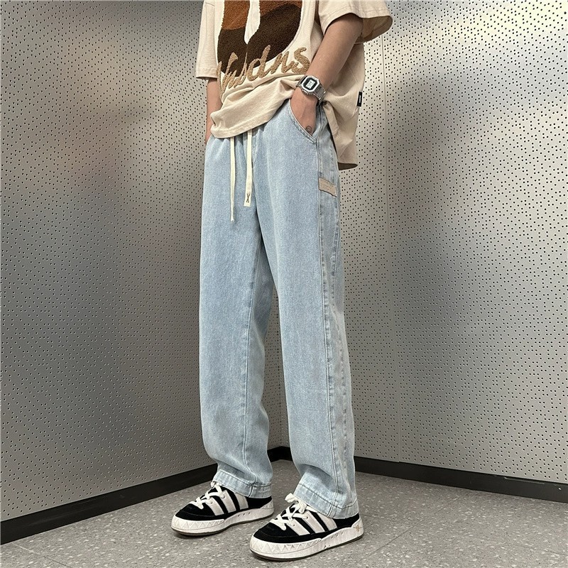 Jual KeyBoy celana panjang pria jeans baggy straight celana dewasa cowok pinggang karet casual ...