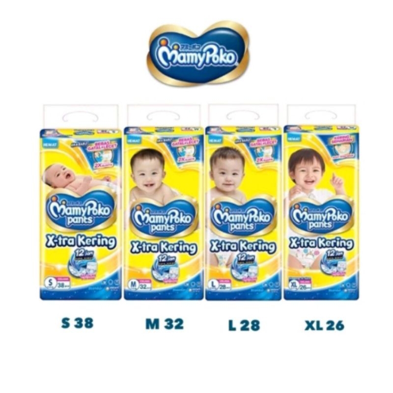 Jual Mamy Poko Pants Extra Kering Ukuran S38/L28/M32 KEMASAN BARU ...