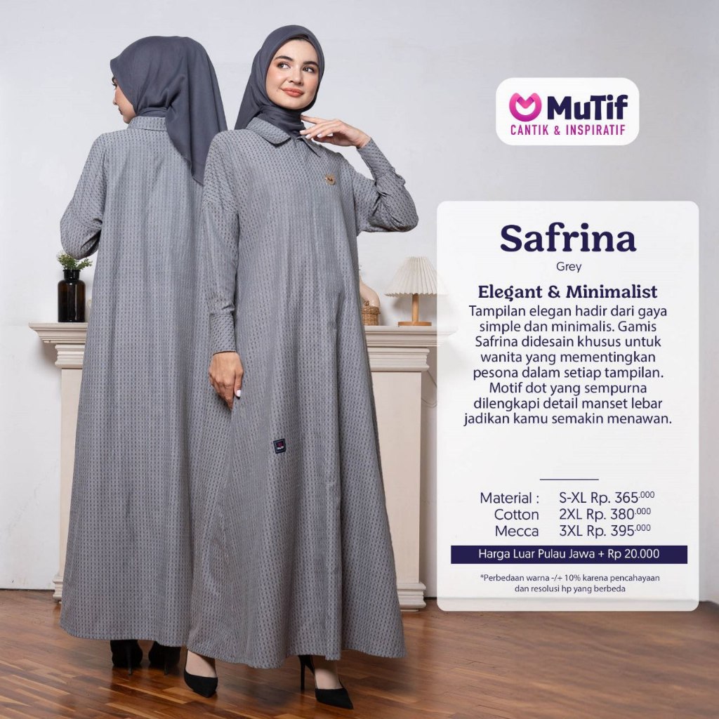 Jual MUTIF SAFRINA NEW ARRIVAL GAMIS MUTIF TERBARU SAFRINA GREY GAMIS ...