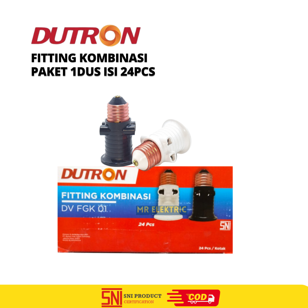 Jual PAKET 1DUS 24pcs Fitting Lampu Kombinasi Dutron E27 Colokan 2 Arah ...