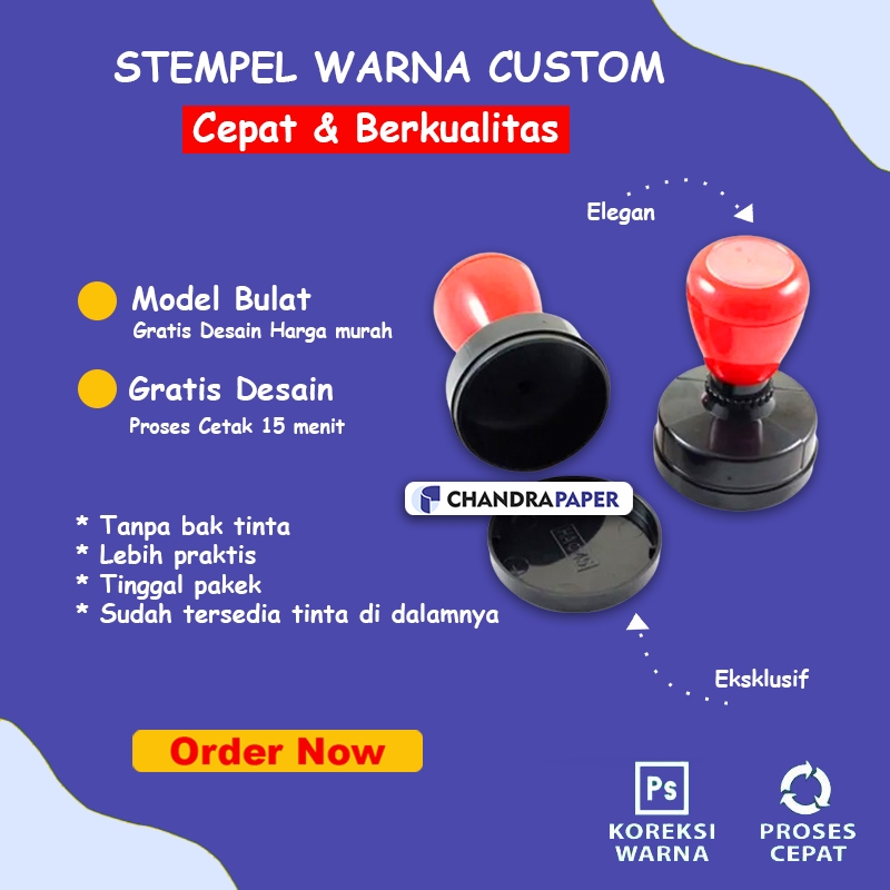 Jual Stempel warna otomatis custom - Bulat semua ukuran | Shopee Indonesia