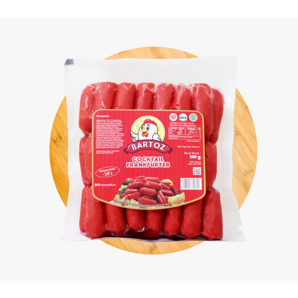 Jual Bartoz Cocktail Frankfurter Red 500 gram - Sosis Kombinasi Ayam ...