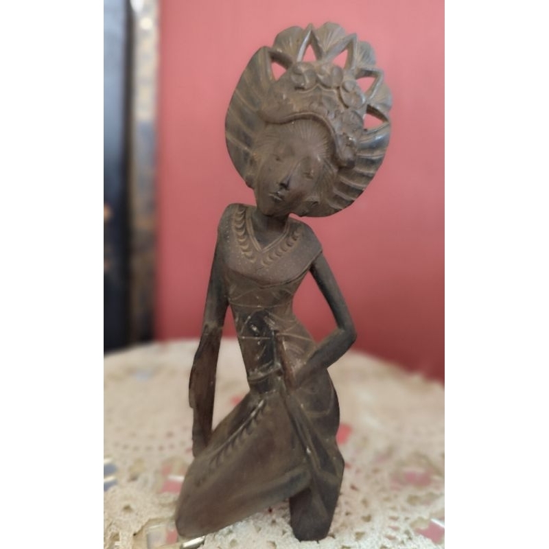 Jual Patung Bali Penari Janger Langka ukiran Jadul Kayu Sawo Hitam ...