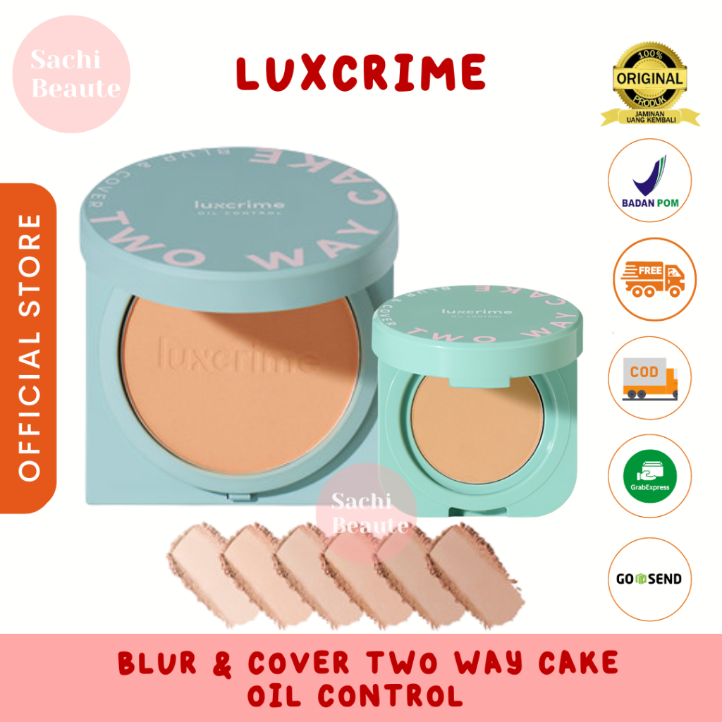 Jual NEW Oil Control Luxcrime Blur & Cover Two Way Cake BPOM | Shopee ...