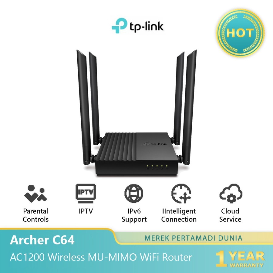 Jual TP-LINK ARCHER C64 Wi-Fi ROUTER DUAL BAND FULL GIGABIT AC1200 ...