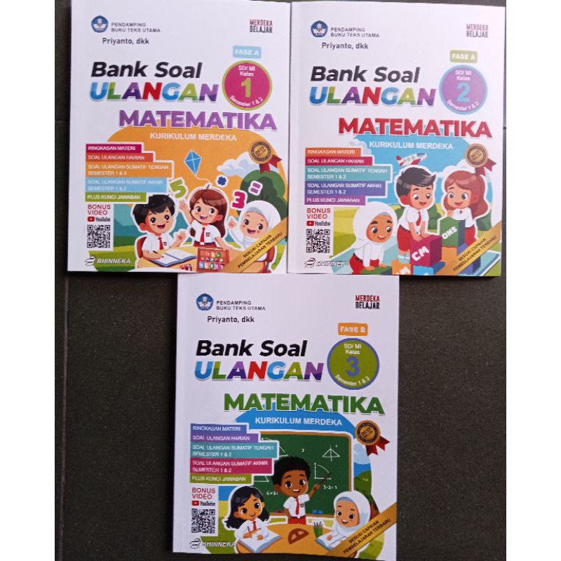 Jual Bank Soal Ulangan Matematika Kls 1,2,3 SD/MI DiLengkapi Kunci Jawaban || Kurikulum Merdeka ...