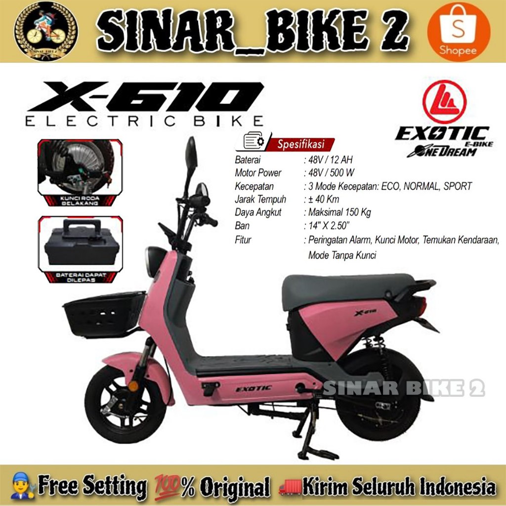 Jual Sepeda Listrik EXOTIC X 610 Power 500 Watt Electric Bike By ...