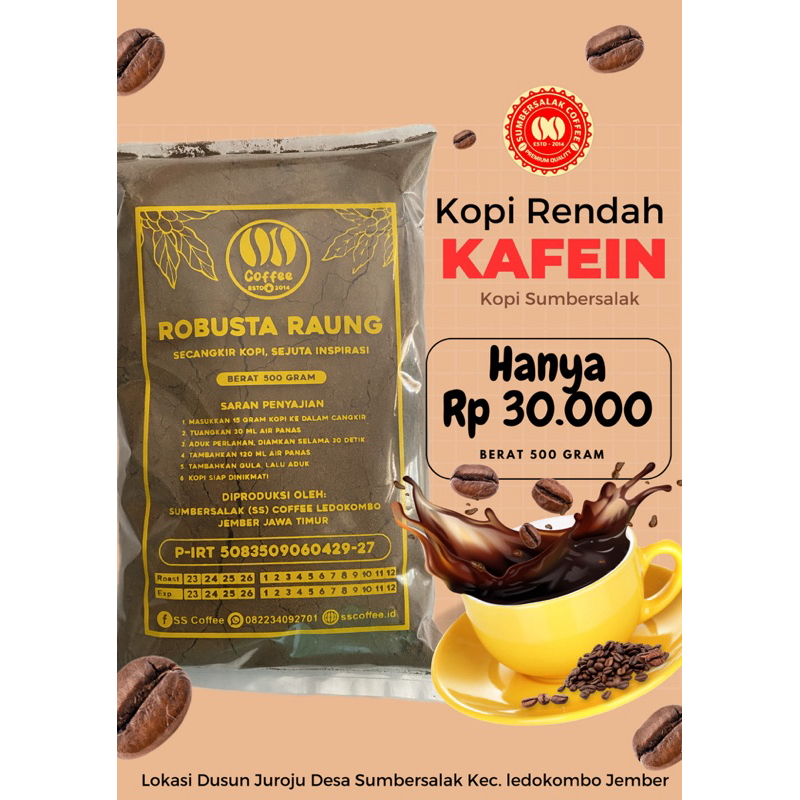 Jual Kopi Rendah kafein 500 Gram SS COFFEE ADJA | Shopee Indonesia