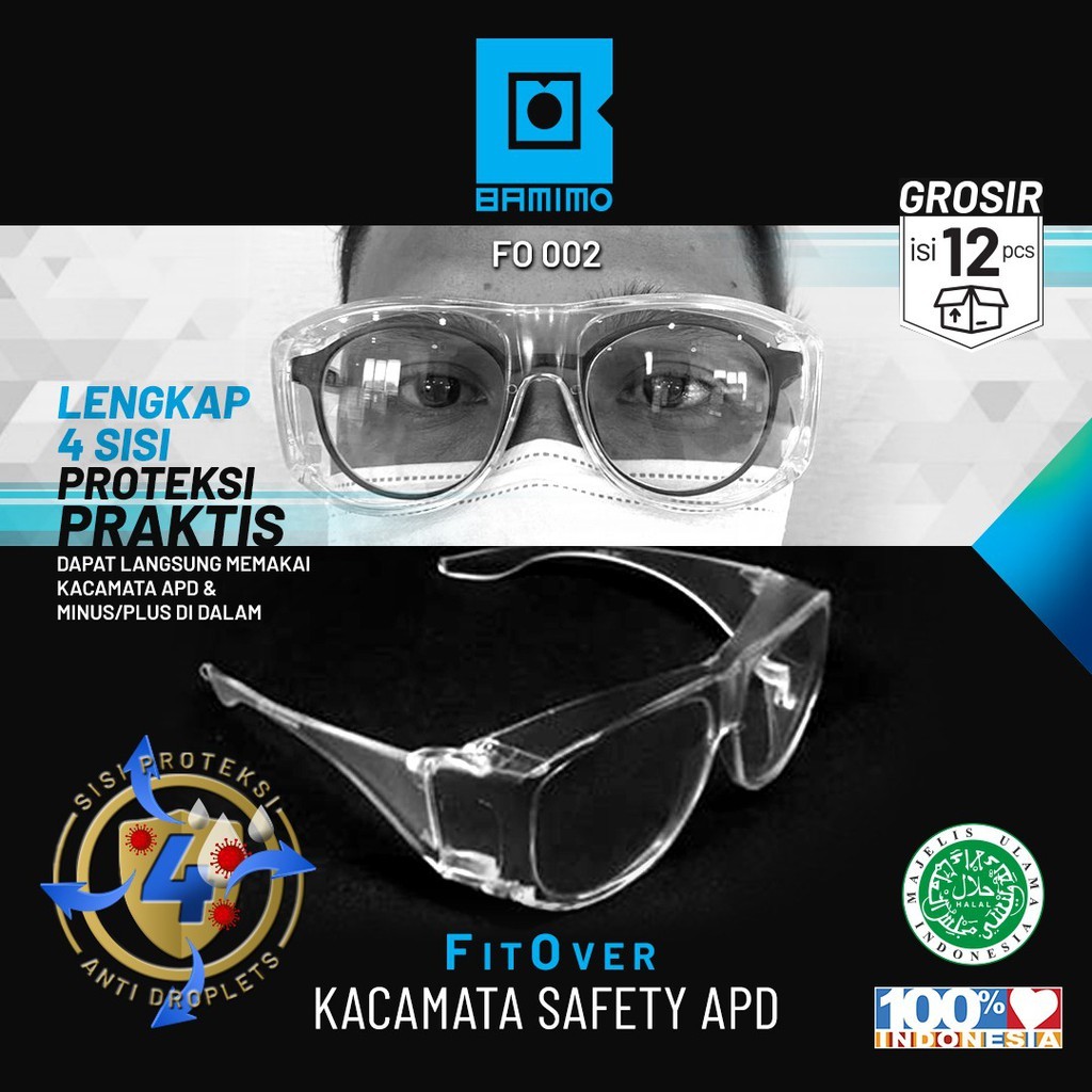 Jual 1 box isi 6 pcs Kacamata Safety APD Fit Over Anti Kuman/Virus ...