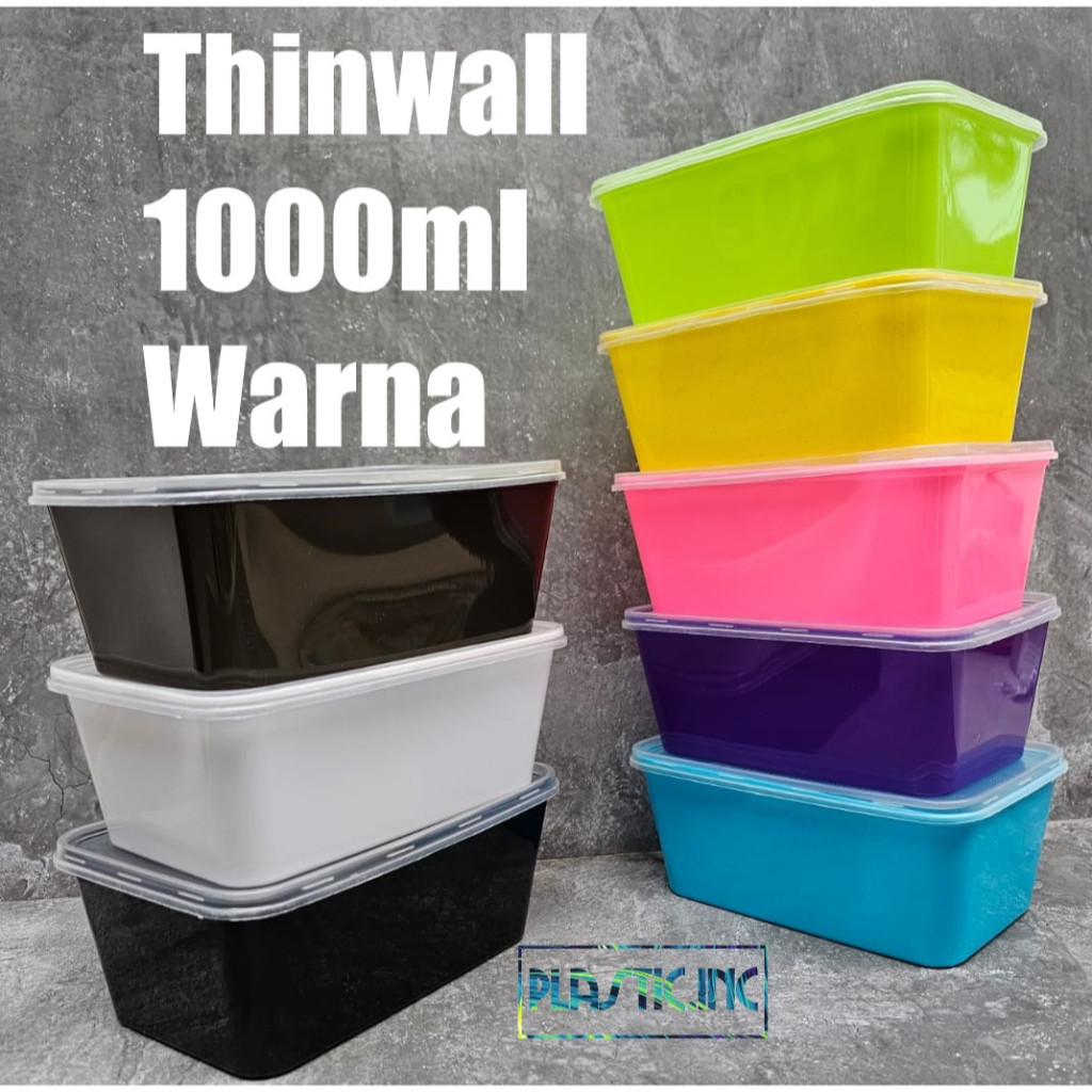 Jual Thinwall 1000 ml Warna/Box Kotak Plastik Warna/Thinwall Warna ...