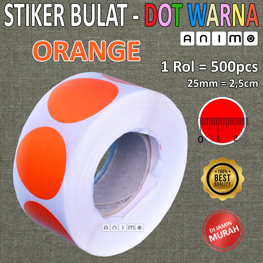 Jual Stiker Bulat Warna - COLOR DOT STICKERS - ROL 25 MM = 2,5 CM ...
