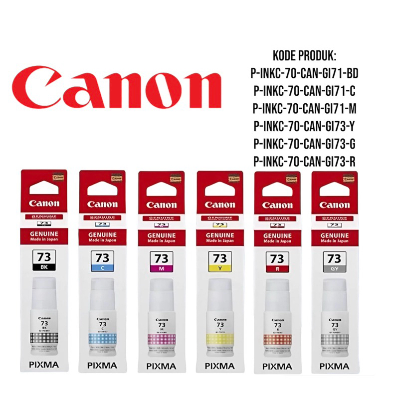 Jual PAKET 1SET TINTA CANON 73 GI73 ORIGINAL ISI 6 WARNA FOR PRINTER ...