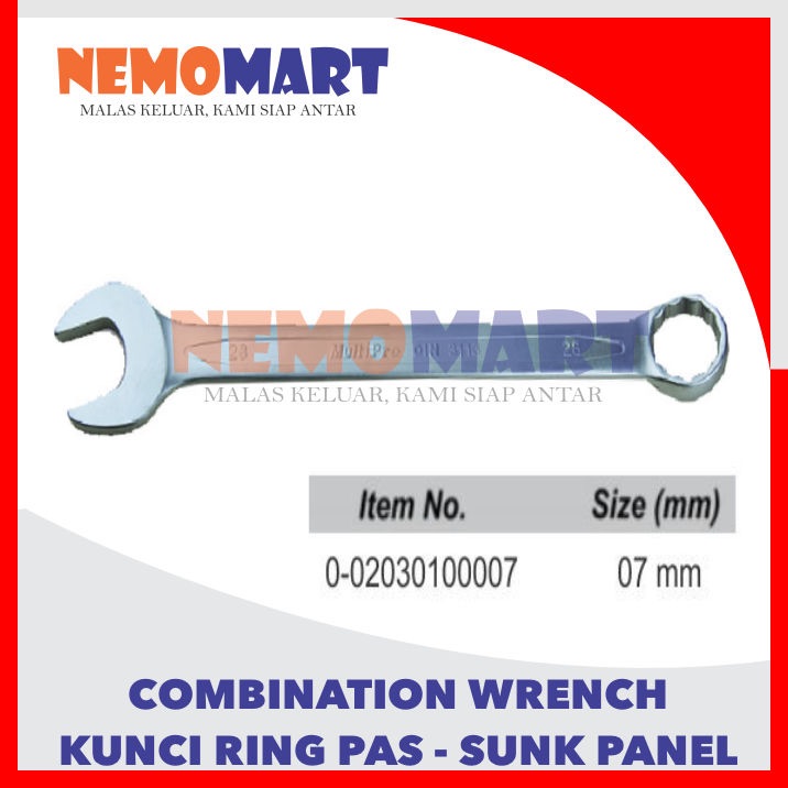 Jual MULTIPRO KUNCI RING PAS 7 MM KOMBINASI COMBINATION WRENCH SUNK PANEL 7MM | Shopee Indonesia