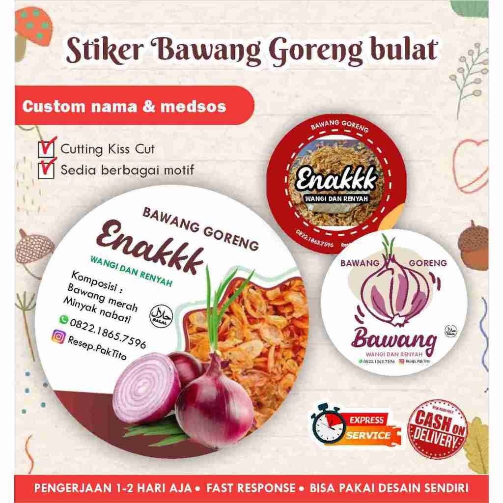 Jual [170 pcs] Stiker Bawang Goreng Cromo bulat / Stiker kemasan ...
