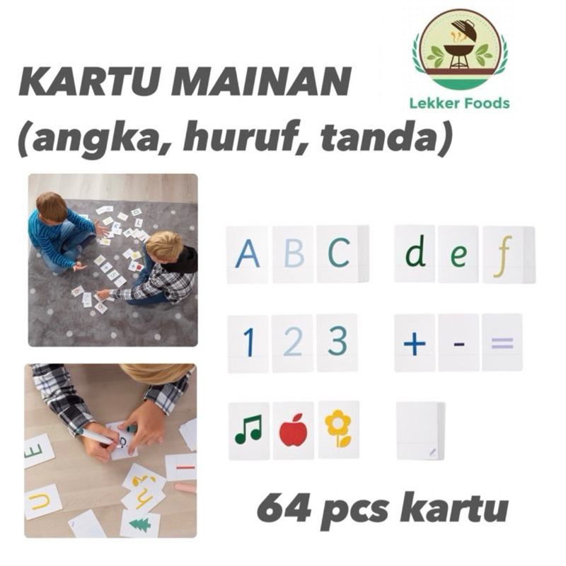 Jual Kartu Mainan Edukasi Anak Kartu Angka Huruf Tanda Underhalla (64 ...