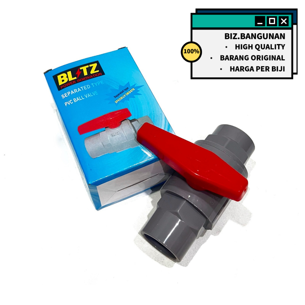 Jual BALL VALVE PVC BLITZ 1/2" INCH GAGANG MERAH - BALLVALVE STOP KRAN | Shopee Indonesia