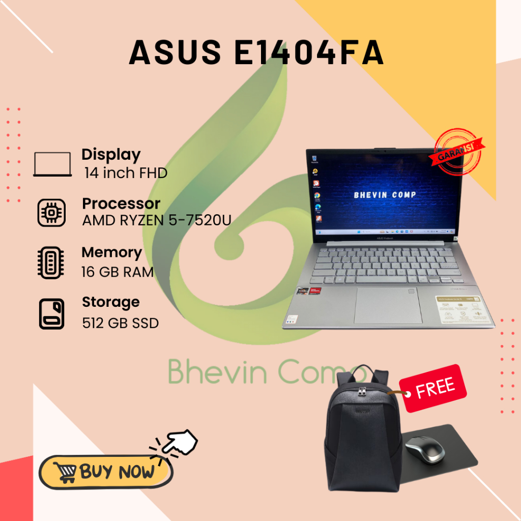 Jual ASUS E1404FA AMD RYZEN 5-7520U RAM 16GB SSD 512GB | Shopee Indonesia