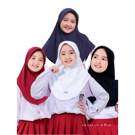 Jual Hijab Anak Perempuan Basic Sekolah Jilbab Bergo Anak Daily Hamidah Jersey Umur 5-13 Tahun ...