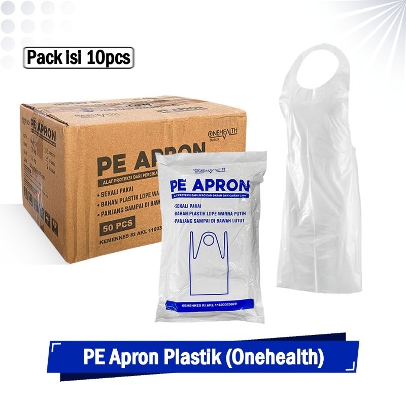Jual Apron Celemek Plastik PE Apron Medis Baju APD OneHealth Pack isi ...