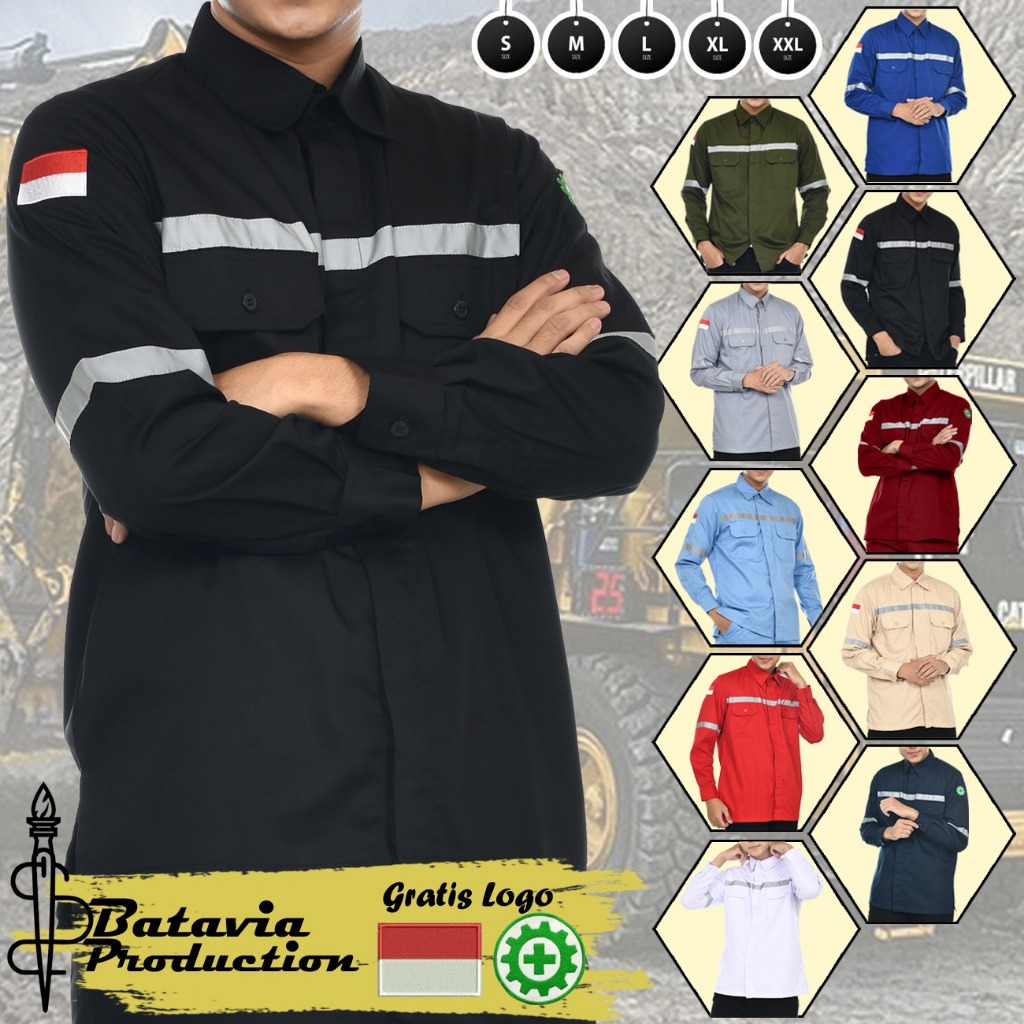 Jual Kemeja Safety K3 Baju Wearpack Outdoor Warna Hitam Seragam Kerja ...