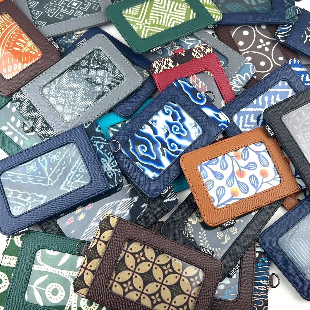 Jual ID card holder hanging wallet name tag kartu lanyard kulit imitasi ...