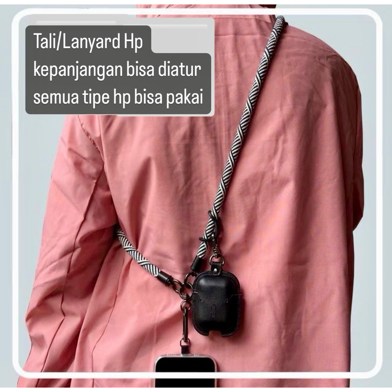 Jual (0021)Tali tebal lanyard Hp Model selempang bisa perpanjng pendek ...