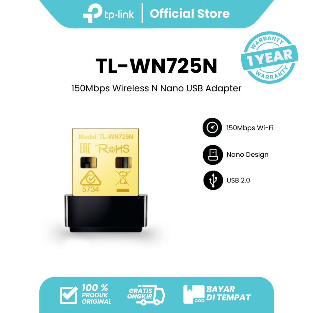 Jual TP Link TL-WN725N 150Mbps Wireless Nano USB Adapter | Shopee Indonesia