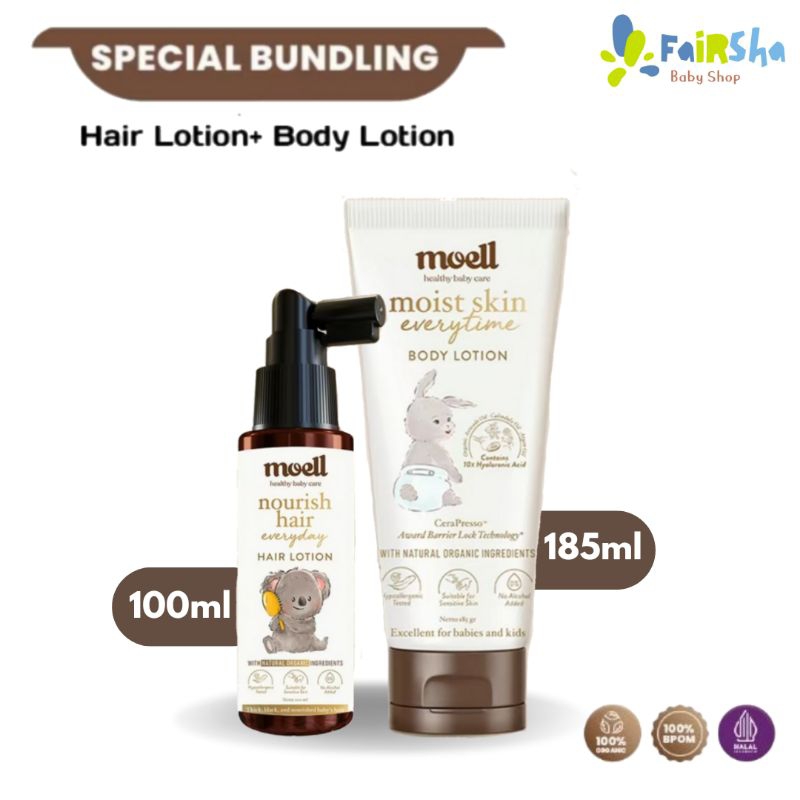 Jual Moell Special Bundling Body Lotion 185gr & Hair Lotion 100ml ...