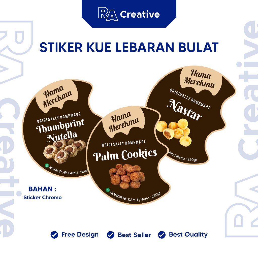 Jual Sticker Label Kue Kering dan Parcel Idul Fitri Bulat Custom ...