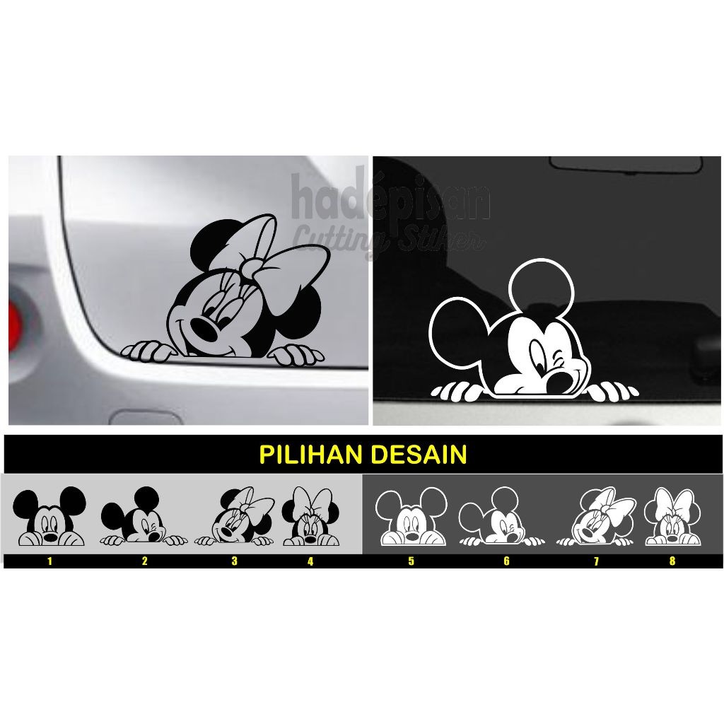 Jual STIKER MOBIL CUTTING STICKER MICKEY MINNIE MOUSE PEEKING NGINTIP ...