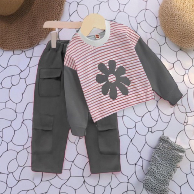 Jual SETELAN ANAK BAJU ANAK DAN CELANA MODEL CARGO SALUR BUNGA ANAK ...