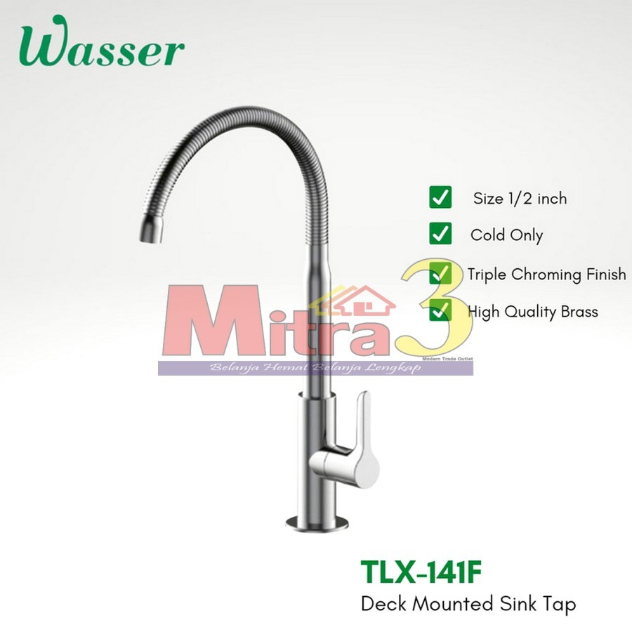 Jual Kran Sink Angsa Fleksibel WASSER TLX-141F Keran Air Cuci Piring ...