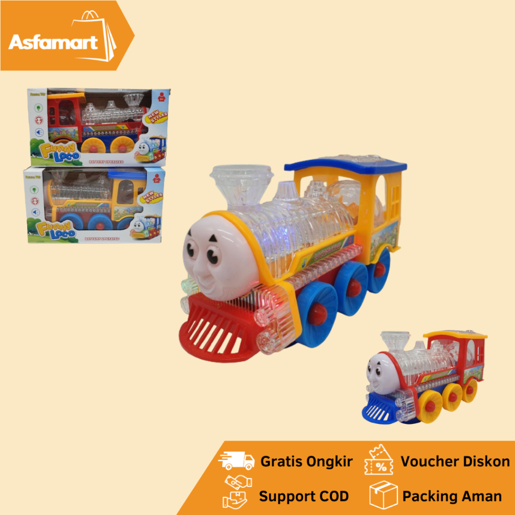 Jual Mainan Anak Funny Loco Train Kereta Lokomotif Baterai Bisa ...