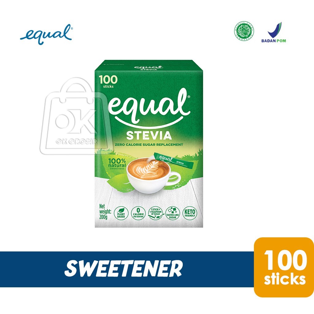 Jual Gula Pemanis Equal STEVIA Sweetener Nol Kalori (1 Box isi 100stik ...
