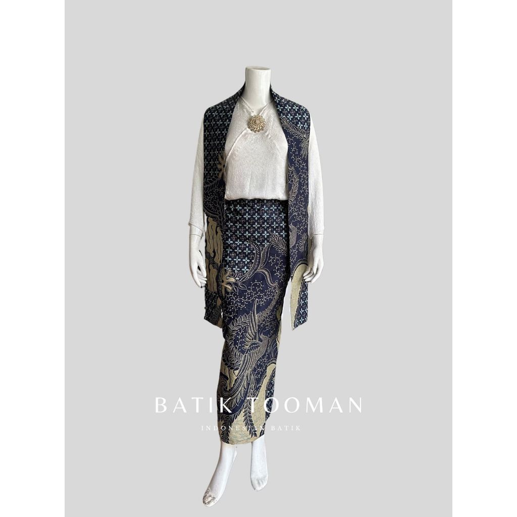 Jual HERDINA Rok Batik Warna NAVY CREAM Model Span Instan Resleting ...
