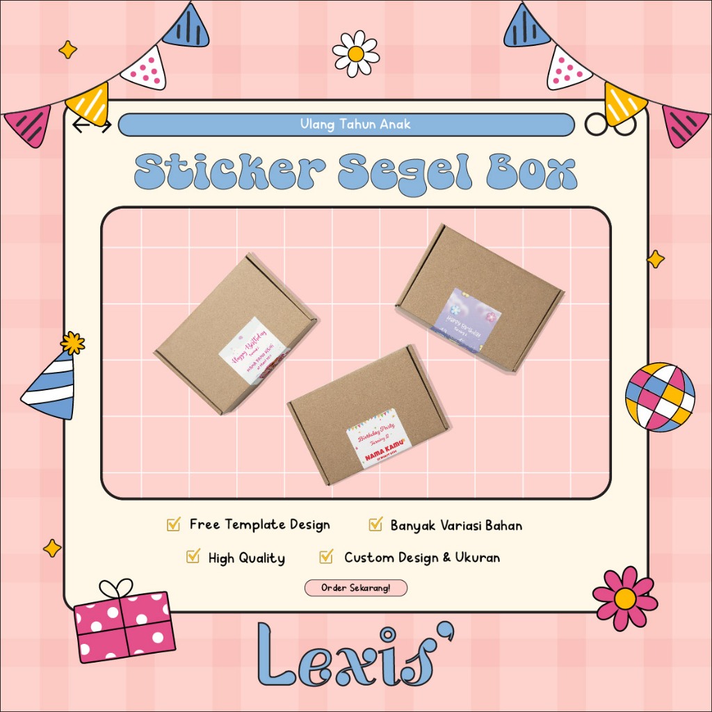 Jual Stiker Segel Kotak Box Ulang Tahun Custom Sticker Kotak Segel ...