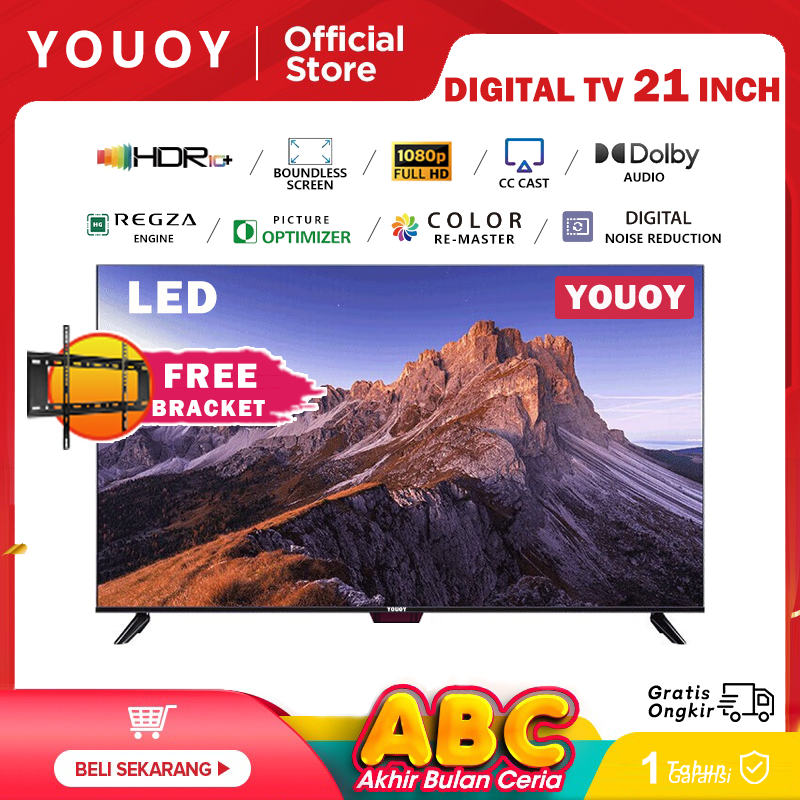 Jual （FREE BRACKET）Promosi TV Digital 21 inch - Panel A+/FHD 2K - HDR10 ...
