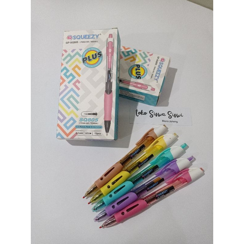 Jual SQUEEZY PEN Pulpen gel Tekan GP-SQ805 BLACK(1pak isi 12pcs ...
