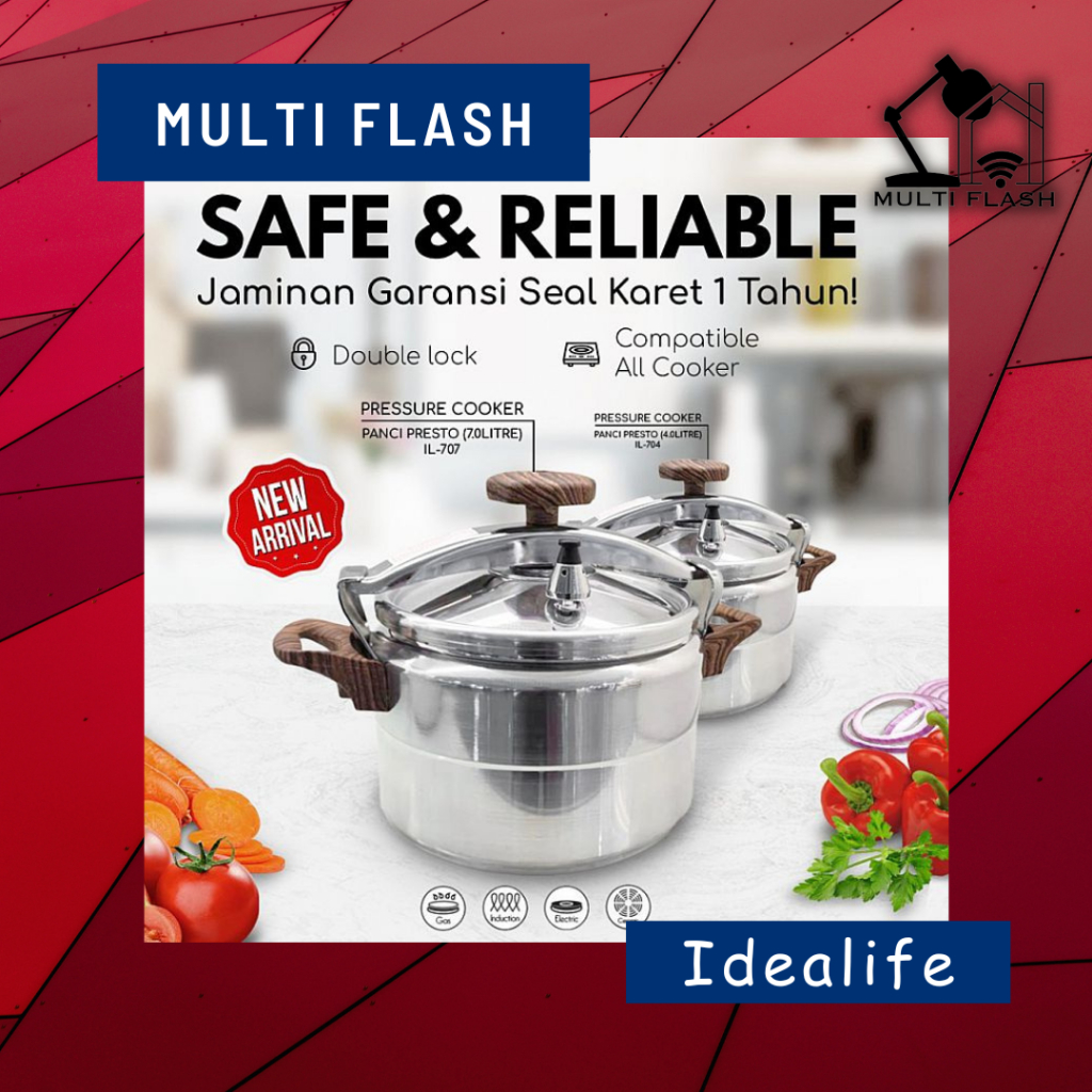 Jual IDEALIFE - Pressure Cooker - Panci Presto - Kapasitas 4 Liter (IL-704) & 7 Liter (IL-707 ...