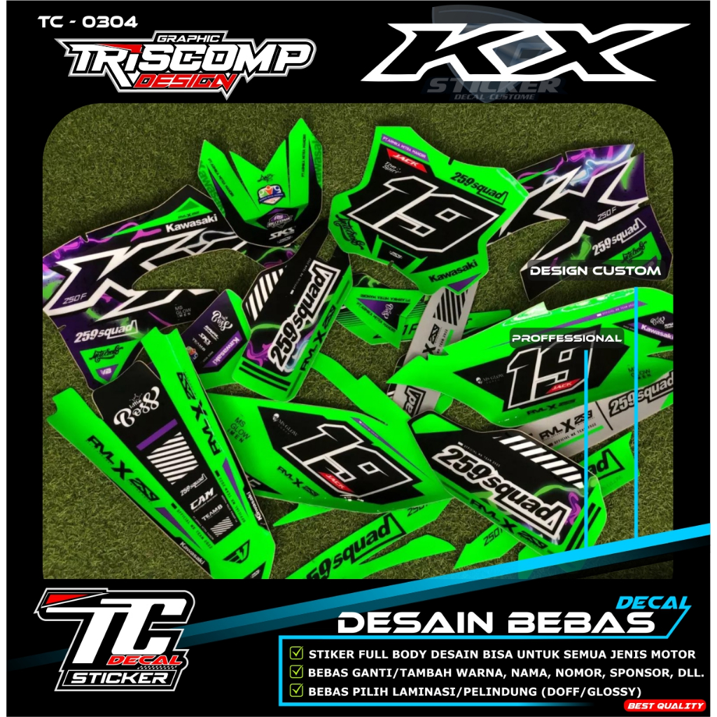 Jual Sticker Motor Decal KX 250 / KX 250 F / KX 450 / KX 85 Fullbody ...