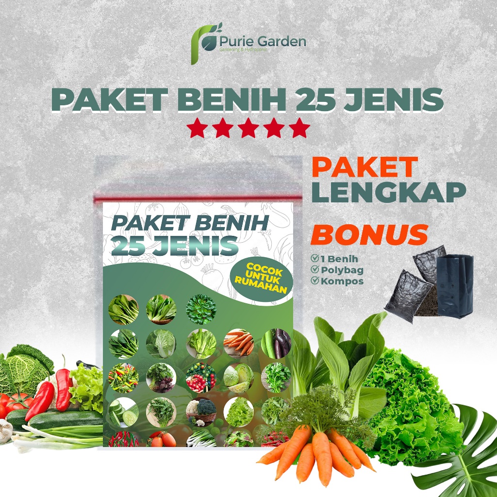 Jual Paket Bibit Benih 25 Jenis Sayur dan Sayuran Buah Lengkap Bonus Plus | Shopee Indonesia