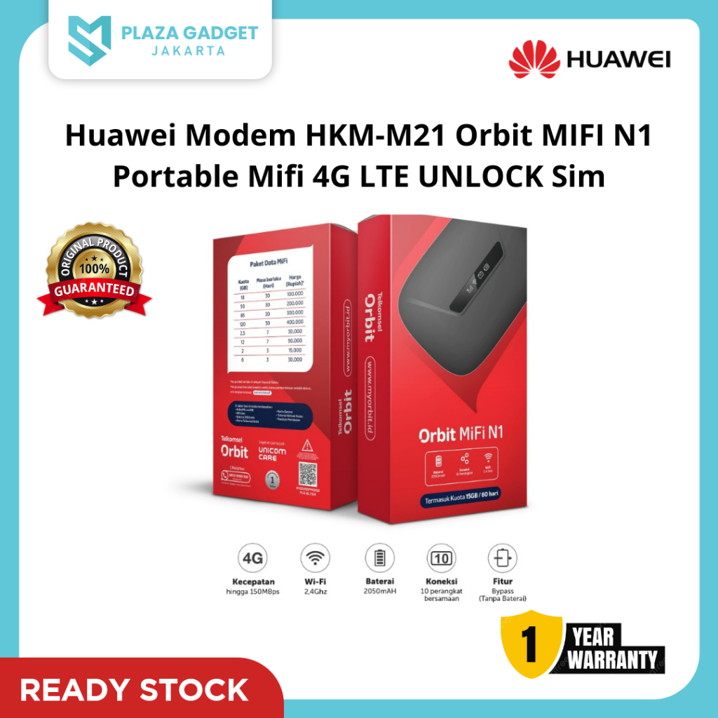 Jual Huawei Modem HKM-M21 Orbit MIFI N1 Portable Mifi 4G LTE UNLOCK Sim ...