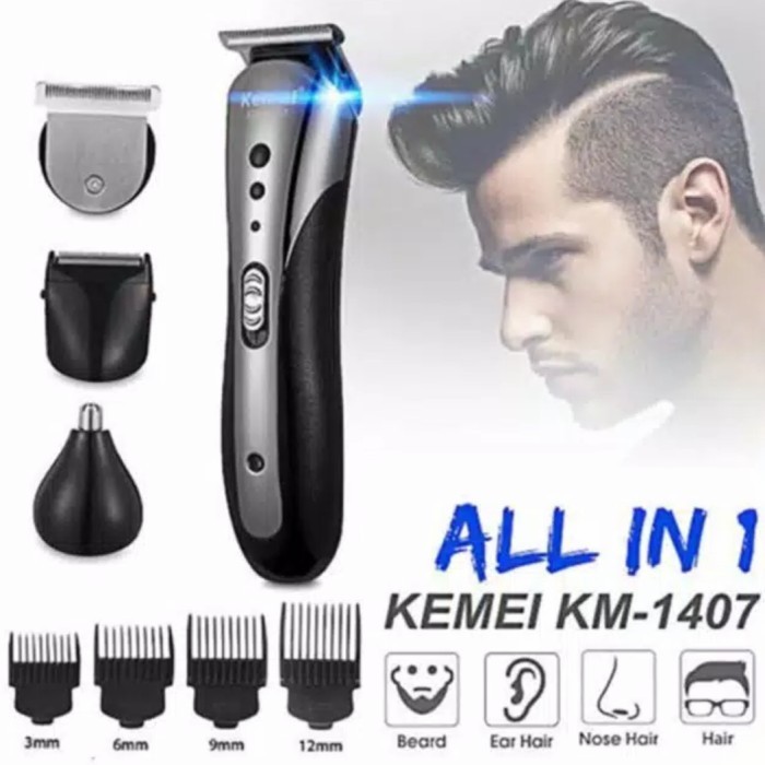 Jual KEMEI KM 1407 3IN1 MESIN CUKUR RAMBUT KUMIS BEWOK BULU HIDUNG/ALAT CUKUR RAMBUT | Shopee ...
