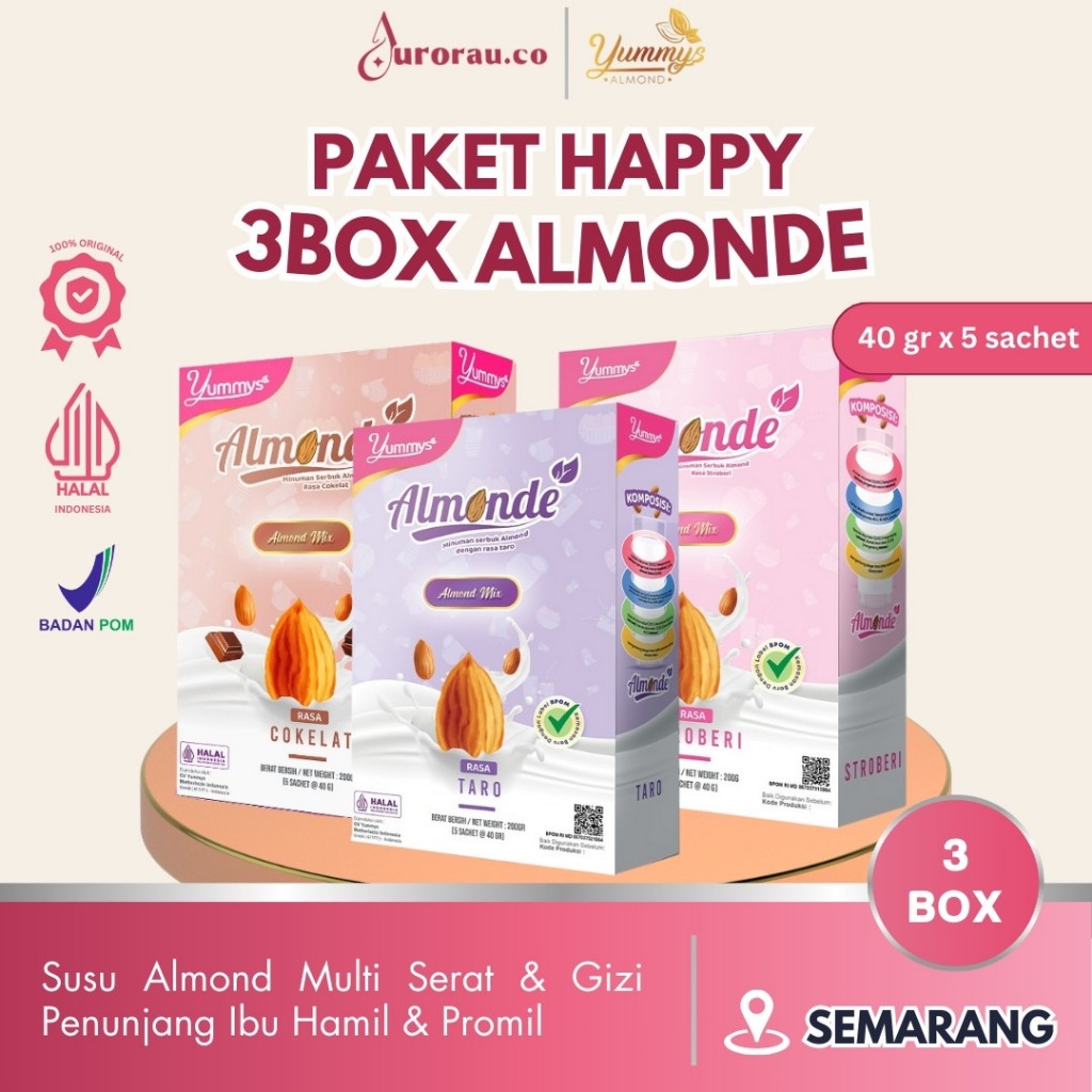 Jual [PAKET HEMAT, ISI 3 BOX] Yummys Almond ALMONDE Susu Almond PROGRAM ...